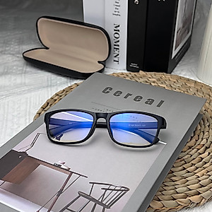 RicFarb Blue Light Blocking Glasses Computer Reading/Gaming/Phones Glasses for Men or Women,Ease Digital Eye Strain, Dry Eyes Matte Black