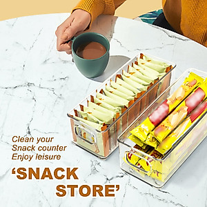 Asasen Refrigerator Pantry Organizers Stackable Fridge Organizer Bins Food Storage for Freezers, Kitchen, Countertop and Cabinets - Clear Plastic Household Storage Containers (8 Pack)