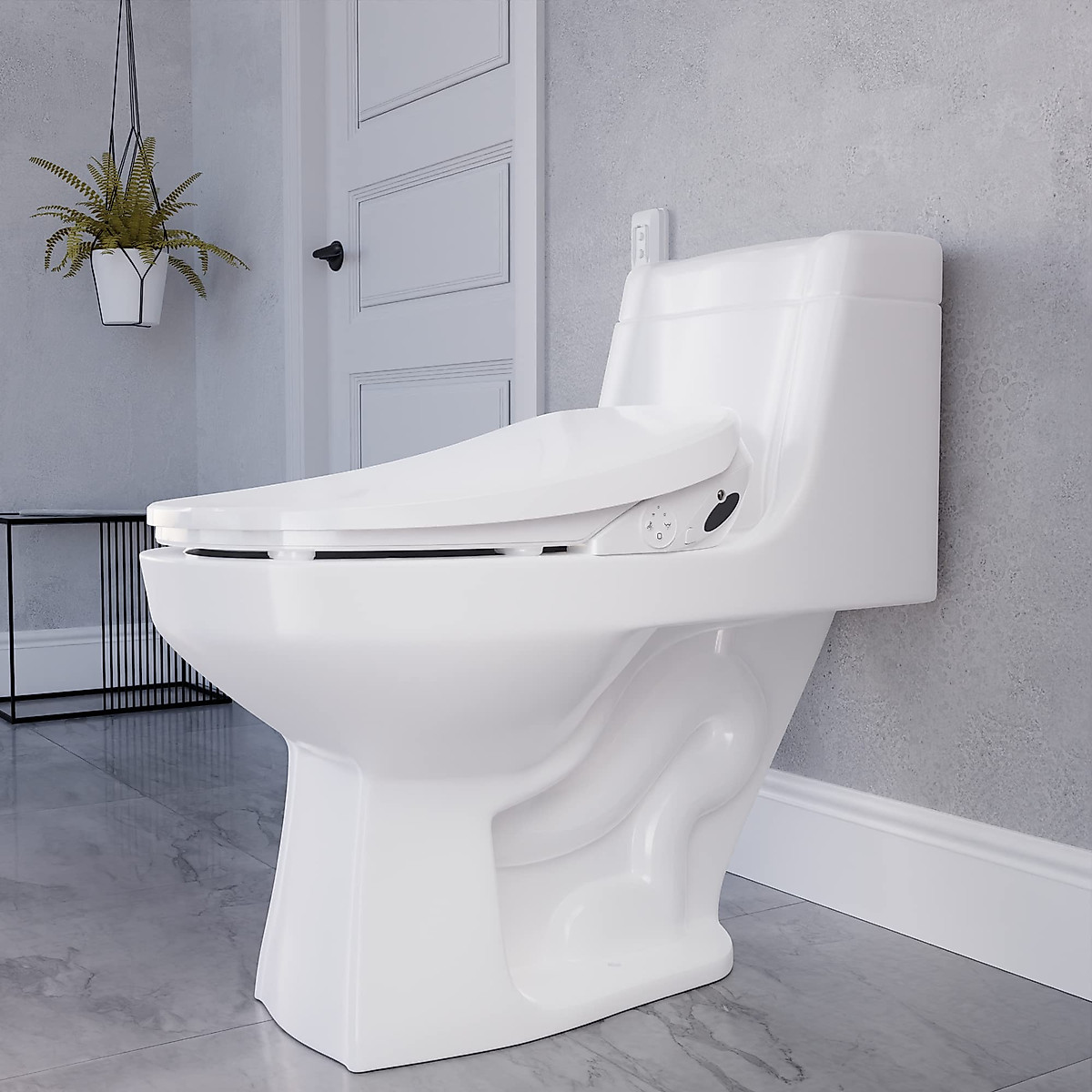 ANZZI Smart Electric Bidet Seat for Elongated Toilets, Heated Seat, Warm Air Dryer, Temperature and Pressure Controlled Functions, Air Purifier and Deodorizer, with Remote Control (TL-AZEB105B)