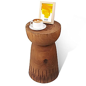 Athaliah Wood Side Table Stump End Table,19”H Rustic Wood Stump Side Table Stool,Wooden Round Side Table Stool Wooden Tree Stump End Table for Garden Patio Lawn Home Decor