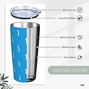 Yaxongx 20oz Tumbler Golfers Print Double Wall Vacuum Insulated Coffee Mug with Lid and Metal Straw Brush Reusable Stainless Steel Water Bottle Travel Cup Gifts for Car Ice Drinks Hot Beverage