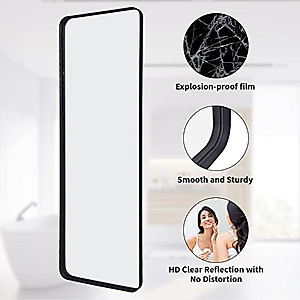 VooBang Full Length Mirror Deep Framed 21x64 Inch Floor Stand, Leaning or Dressing Modern Sleek and Chic Design Ideal for Bedroom, Closet, or Entryway Black