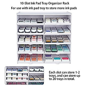 Sanfurney 10 Slots Ink Pad Tray Organizer Rack Compatible with Mini Distress Ink Pad Tray, Drop Ink Pad Tray, Mini Archival Ink Pad Tray (Trays are not Included) Stamp Pad Supplies Storage Holder