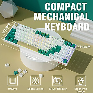 Redragon K643 90% Mechanical Gaming Keyboard RGB Backlight & Macro Customizable with Number Pad, 94 Keys Hot-Swappable USB-C Wired/Bluetooth/2.4G-Wireless Keyboard with Red Switches