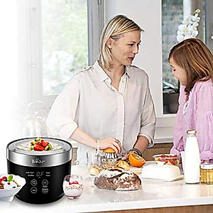 Bear Yogurt Maker, Greek Yogurt Maker Machine with Strainer and Timer Control, Yogurt Maker with Stainless Steel Inner Pot, Automatic Digital Yogurt Maker with 2 Glass Jars 1 Quart for Home Organic Yogurt, Cheese Maker, Fruit Wine Maker, Black (black)