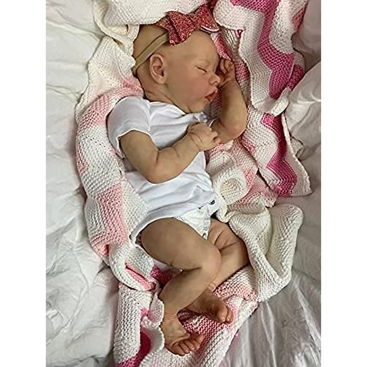 iCradle Reborn Baby Doll 18Inch Silicone Full Body Real Looking Girls Newborn Toddlers Waterproof with Sleeping Baby Eyes Closed Kids Playmate Toy for Age 3+