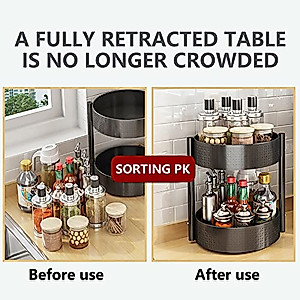 GILIGEGE Storage Rack (Black) Tier Multifunctional Kitchen Turntable Inch Organizer Turntable Storage 2 Rack 13 Rack Kitchen Gadgets (Black, One Size)