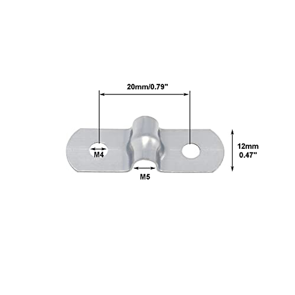 Sydien 50Pcs M5 2Hole Strap U Bracket Tube Strap Stainless Steel Rigid Pipe Strap Clamp