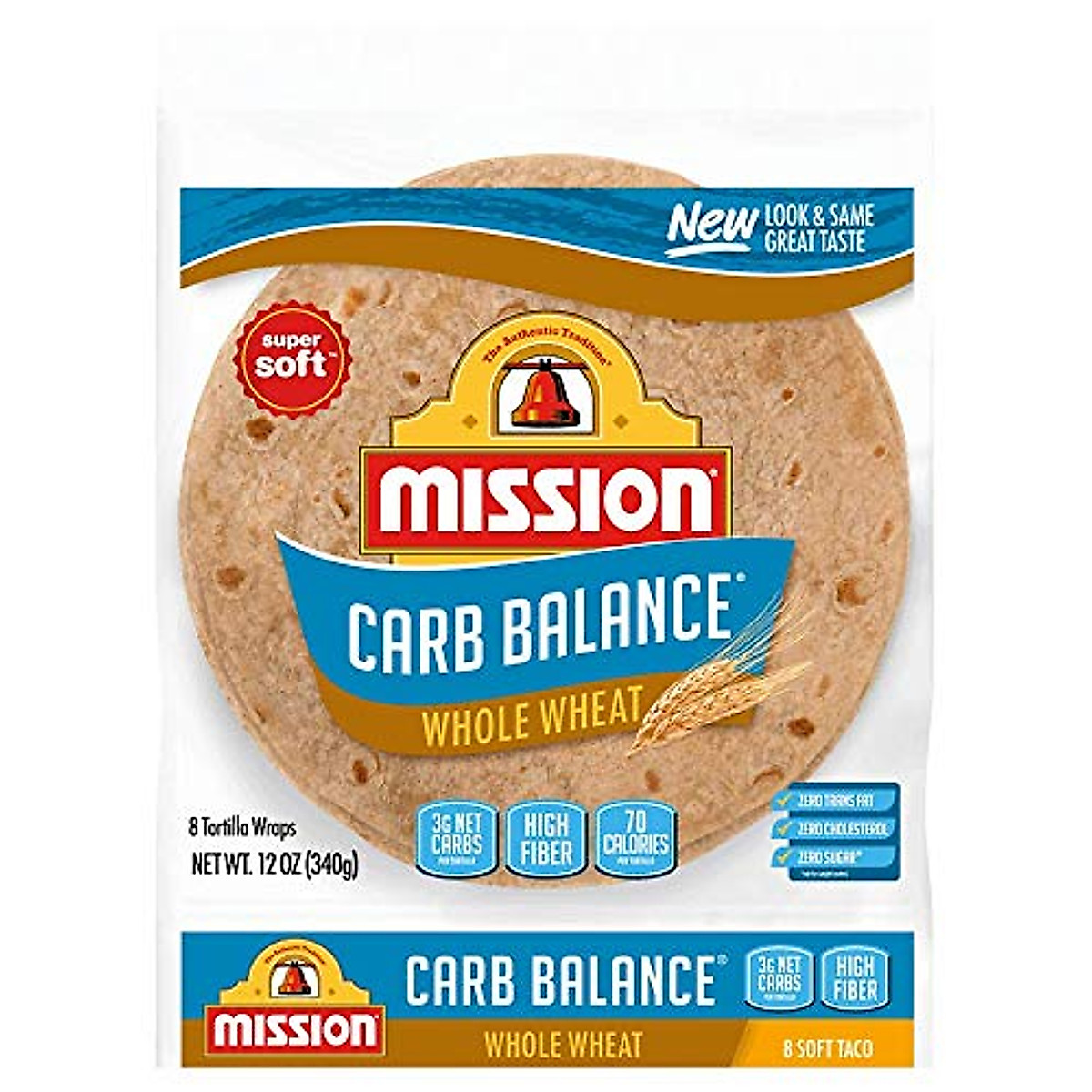 Mission Foods Carb Balance Whole Wheat Soft Taco, 8 ct 2 Bags 0g Trans Fat per serving