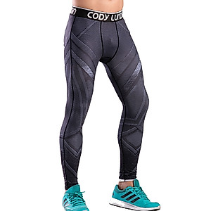 Red Plume Men's Compression Elastic Tight Leggings Sport Panther Leopard Printing Pants