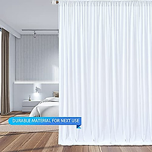 WISH CARE White Backdrop Curtains 2 Panels, 10 Feet Wrinkle-Free Polyester Photography Backdrop Drapes for Wedding Party Background Decorations- 8FTX10FT (White)