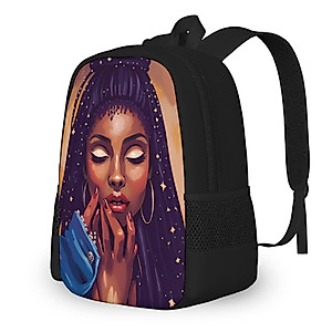 Big Capacity Rucksacks, African American Black Woman Girl Painting Anti-Theft Multipurpose Bookbag with Adjustable Shoulder Straps, School Shoulder Book Bags, Travel Hiking Daypack Laptop Backpack