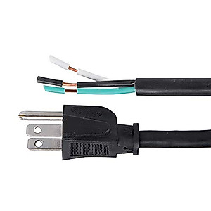 Bergen Industries Inc PS615143 3-Wire Appliance and Power Tool Cord, 6 ft, 14 AWG, 15A/125V AC, 1875w , Black