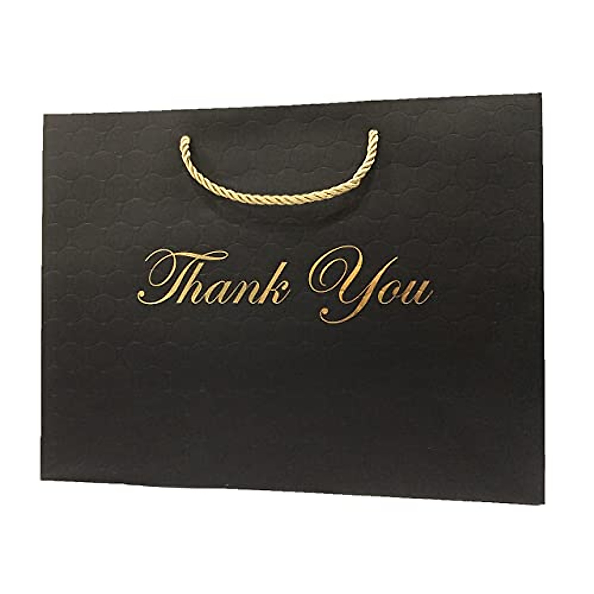 MODEENI Large Black Thank You Gift Bags Paper Shopping Bags with handles 13x10 Large Gift Bags 12 Pack Gold Foil Premium Quality Matte Embossed for Small Business 13x5x10