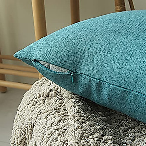 Pack of 2 Decorative Outdoor Waterproof Pillow Covers for Patio Tent Garden Balcony Farmhouse Sunbrella Outside Square Lumbar Pillow Cover Case 12*20 inch (Blue-Green)