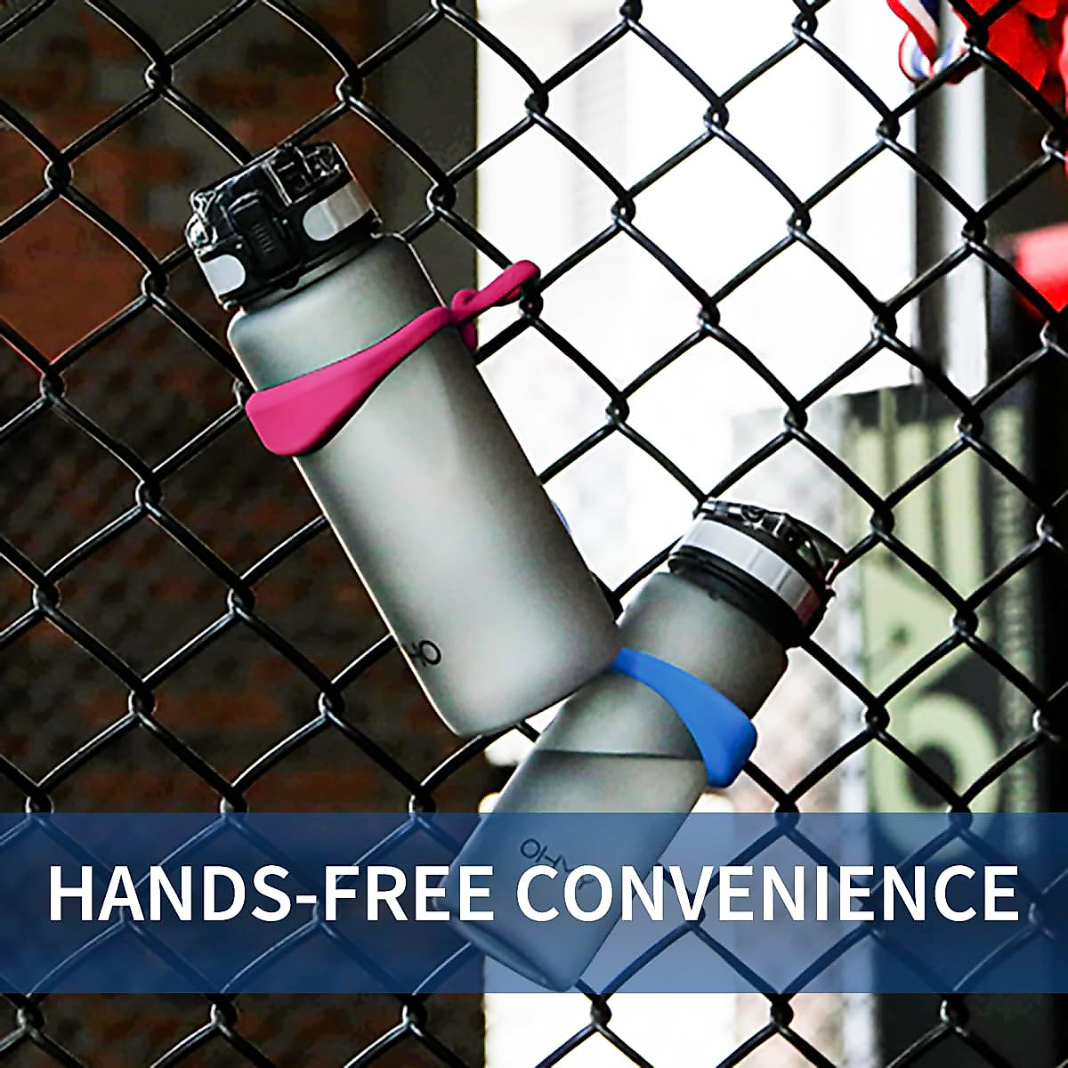 OHMY FIT Neo Magnetic Silicone Ring Strap for Water Bottle - Water Tumbler Strap Versatile Sports Bottle Ring - Water Bottle Carrier Strap for Gym, Backpack, Belt, Hiking, Outdoors & More (Teal)