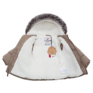 Rokka&Rolla Baby Boys' Sherpa Lined Puffer Jacket Warm Winter Coat with Mini Fur Trim Hood for Newborn Infants Toddler