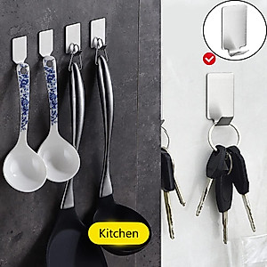 6 Pack door hooks self adhesive Small Sticky Hooks for Hanging Extra Strong Self Adhesive Hooksfor Bathroom Kitchen Hanging Coat Cloth Towel Key Waterproof No Nails 304 Stainless Steel Silver
