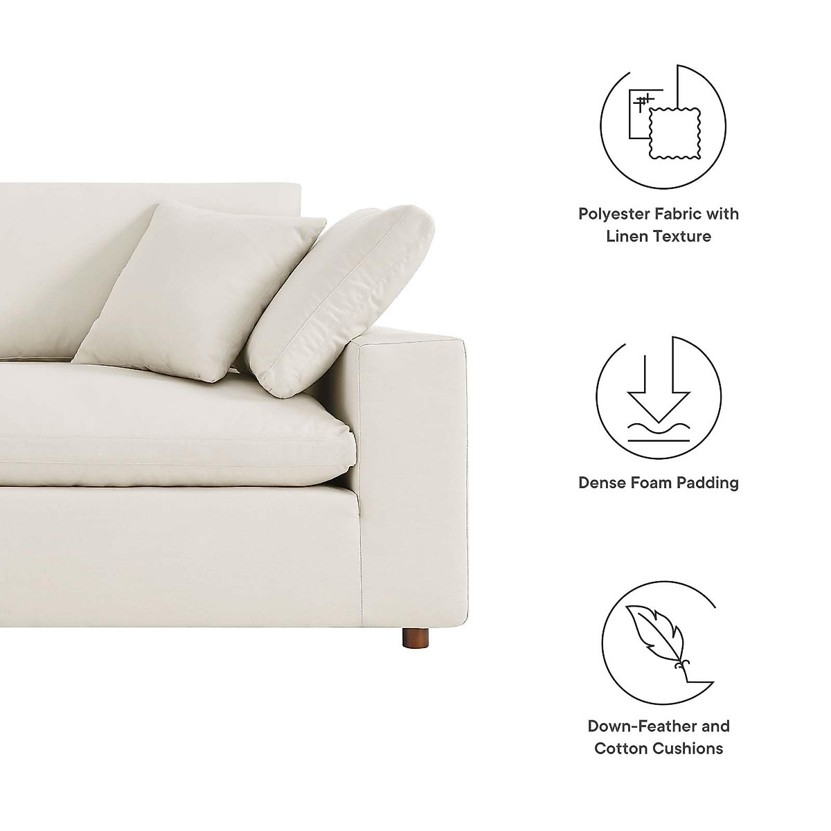 Modway EEI-4860-LBG Commix Down Filled Overstuffed Sofa, Light Beige