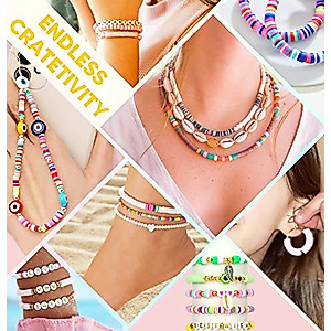 Dowsabel Clay Beads Bracelet Making Kit for Beginner, 5000 Pcs Preppy Polymer Clay Beads with Charms Kit for Jewelry Making, DIY Arts and Crafts Birthday Gifts Toys for Kids Age 6-13