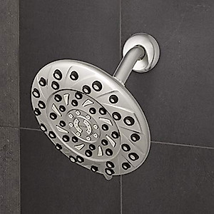 Waterpik 6-Mode RainFall+ Rain Shower Head with PowerPulse Massage, Brushed Nickel, XEM-639E