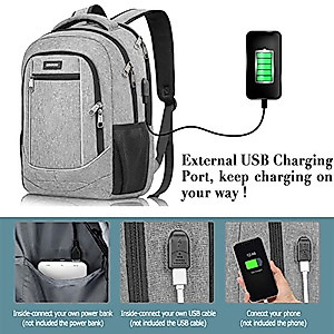 BIKROD Travel Laptop Backpack for Men and Women, Backpack for School Teen Boys and Girls, Student Bookbag 15.6 inch Laptop Compartment with USB Charging Port and Anti theft Poket, Grey