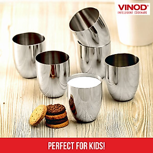 Vinod 12 OZ Premium Stainless Steel Glass, Set of 4 Water Drinking Cups, Premium Metal Cups, Drinking Wine Glasses for Milk, Juice, Beer, Whisky, Alcohol, Reusable, 12 Ounce Cups