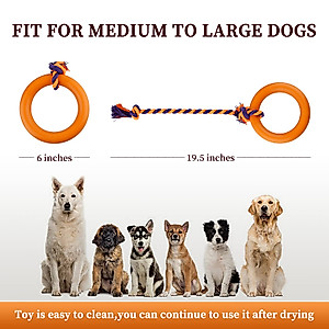 PETLESO Dog Chew Toys Rubber Ring Dog Rope Toy, Dog Rubber Toy with Rope for Aggressive Chewers, Large