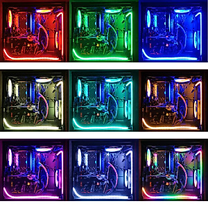 Addressable RGB Fan Halo, Airgoo 3 Packs Rainbow Fan Frame for 120mm Noctua PWM Fans, Compatible with 5V 3-pin ARGB Aura SYNC, Gigabyte RGB Fusion, MSI Mystic Light Sync M/B, Add Lighting to PC Fans