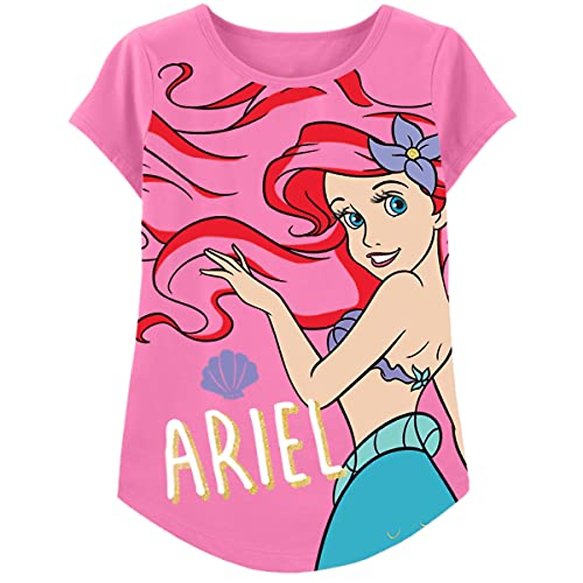 Disney Princess T-Shirts (4-Pack) Girls Short Sleeve Aurora, Cinderella, Snow White, Jasmine, Rapunzel, Ariel, Moana, Tiana 4T Lb/Pk/Y/T SS