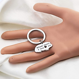 bobauna Guinea Pig Lover Gift Wheek Means I Love You Keychain Guinea Pig Jewelry Animal Lover Gift (Wheek Means I Love You)