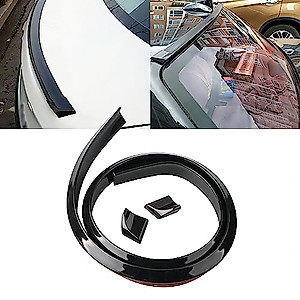 cueclue Pack-1 Car Tailgate Decoration Strip, 1.37" x 59" Waterproof Rubber Car Rear Spoiler, Universal Perforation-Free Car Self-Adhesive Lip Strip for Most Cars (Bright Black)