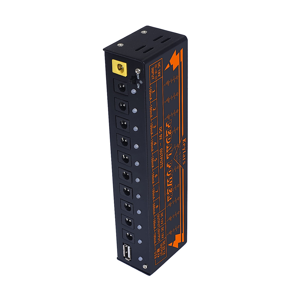 Keytars PW-01 Guitar Pedal Power Supply 10 Isolated DC Output for 9V12V18V Guitar Bass Effect Pedals with USB Charging Port for iPhone iPad Tablet, KTS-PW1