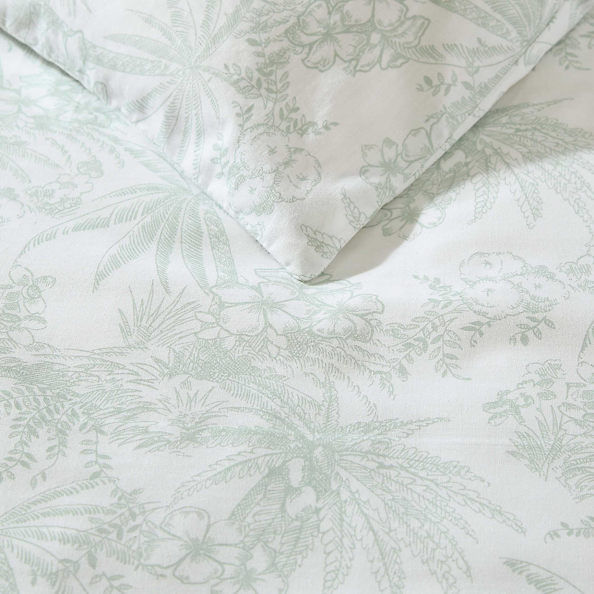 Tommy Bahama- King Duvet Cover Set, Reversible Cotton Bedding Set with Matching Shams, Coastal Home Décor (Pen and Ink Light Green, King)