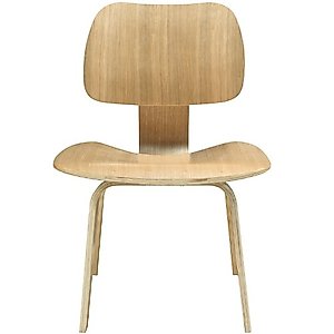 Modway Fathom Mid-Century Modern Molded Plywood Kitchen and Dining Room Chair in Natural