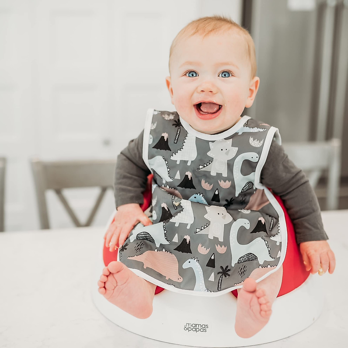 BapronBaby Dinosaur Drawing Bapron - No Neck Tie Safer Bib for Baby & Toddler - Soft Waterproof Stain Resistant - Machine Washable - Sz Preschool 3-5yrs