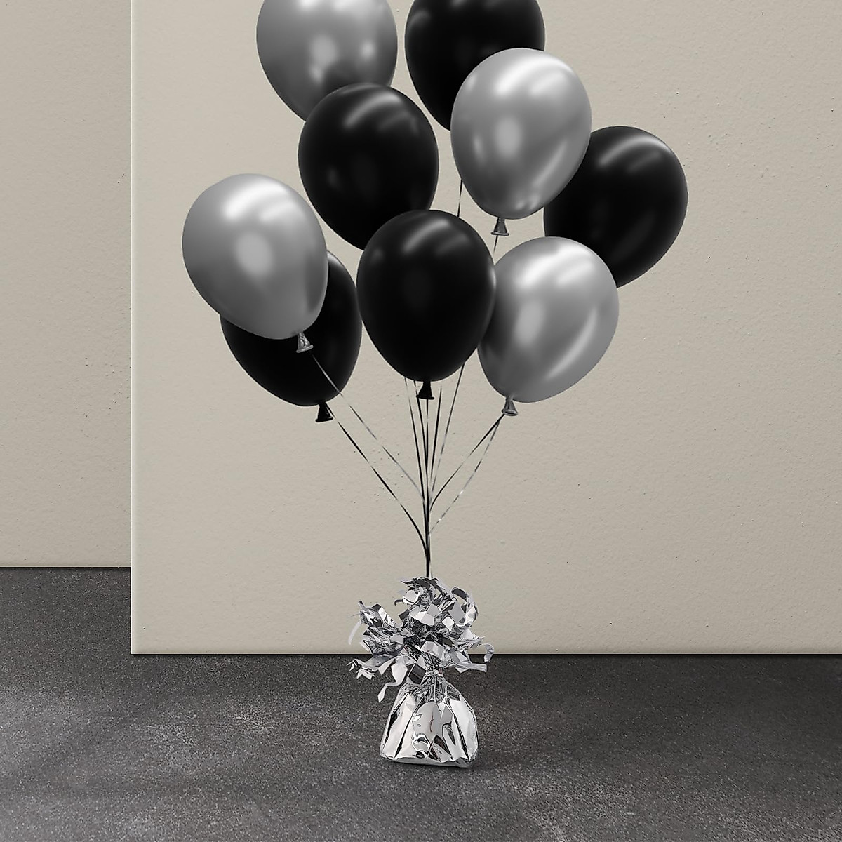 UNIQOOO 12Pcs Metallic Silver Heavy Solid Balloon Weights Pack Holder, Table Centerpiece DIY Décor for Christmas Thanksgiving Birthday Party Favors Wedding Baby Shower, Large 5 OZ 140 G. 5.5 Inch