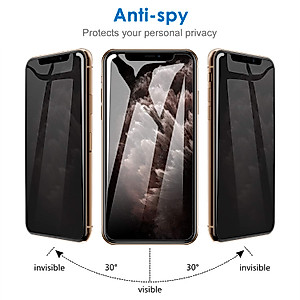 JETech Privacy Screen Protector for iPhone 11 Pro Max and iPhone Xs Max 6.5-Inch, Anti Spy Tempered Glass Film, 2-Pack