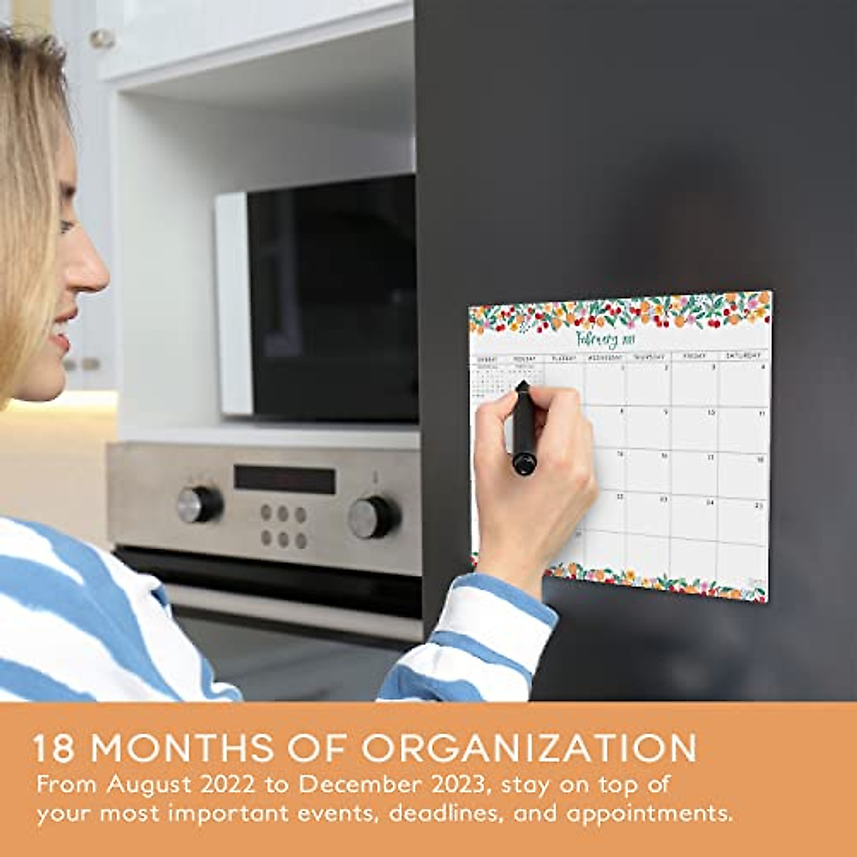 S&O Fruity Magnetic 2023 Fridge Calendar from July 2022-Dec 2023 - Tear-Off Refrigerator Calendar to Track Events & Appointments - 18 Month Magnetic Calendar for Fridge for Easy Planning - 8"x10" in.