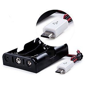 CQRobot MicroUSB Battery Holder (3xAA), Can Hold 3 AA Batteries. Compatible with Arduino Controllers with Micro USB Interface.