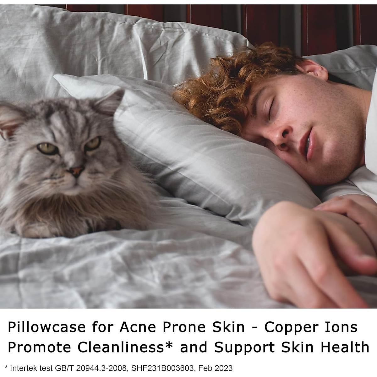 Anti-Acne Copper Pillowcase - Cooling Viscose Pillow Case 1pc, Dermatologist-Tested Vegan Silk Pillowcase Standard Size 20x26, Copper ions Silky Satin Pillow Cases for Hair and Skin