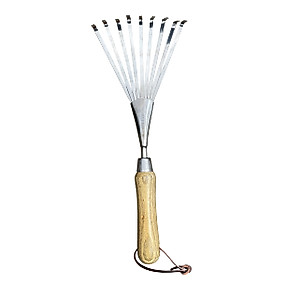 Garden Guru Eco Hand Rake Soil Tiller- 100% Recycled Stainless Steel - Rust Resistant - FSC Certified Wood Ergonomic Handle - Great for Gardening, Cultivating, Loosening Soil & Spreading Mulch