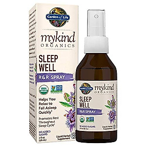 Garden of Life mykind Organics Sleep Well R&R Spray (58 mL) Liquid - Relax & Rest, Green Tea Extract L-Theanine, Chamomile, Lemon Balm - Non-GMO Vegan & Gluten Free Herbal Supplements, 2 Fl Oz