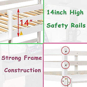 Anwick Wood Loft Bed Twin Size with Desk,Kids Loft Bed with Stairs and Rails for Toddlers Kids Teens Boys Girls,Solid Wood Salts Support,Noise-Free,Easy Assemble (White, Twin)