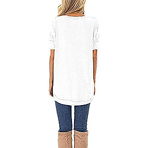 JomeDesign Womens Tops Short Sleeve Side Split Casual Loose Tunic Top White X-Large