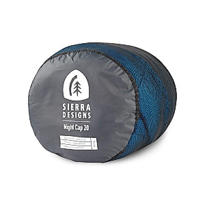 Sierra Designs Night Cap 20-20 Degree Zipperless Sleeping Bag with 100% Recycled Synthetic Insulation, Fold Over Blanket Design, Camping & Backpacking Sleeping Bag 2023 (Regular)