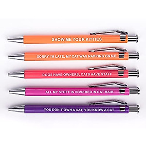 MilkToast Brands Funny Cat People Pens, A snarky gag gift for pet owners or coworkers, Black pens, CP101