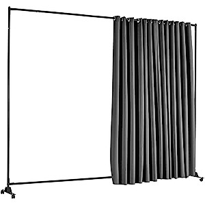 VEVOR Room Divider Curtain, 8 ft x 10 ft Portable Panel Room Divider with Wheels Curtain Divider Stand, Room Divider Privacy Screen for Office, Bedroom, Dining Room, Study, Light Grey
