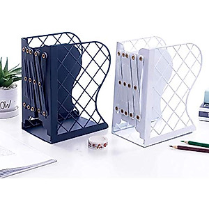 DengHU Bookeds,Adjustable Bookends Table Desktop Desk Expandable Adjustable Bookcase Bookend for Heavy Books Holder for Desk Book Stand Heavy Duty Bookend (White)