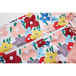 BONVERANO Baby/Toddler Girl's Hooded Swimsuit UPF 50+ Sun Protection L/S One Piece Zip Sunsuit (Pink Flower, 6-9mos)